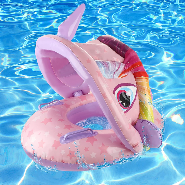 Baby Pool Float With Handrails, Inflatable Baby Swimming Float With ...