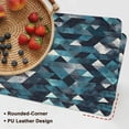 Color Block Leather Placemats Set of 2, 12x18 Inch, Blue White Check ...