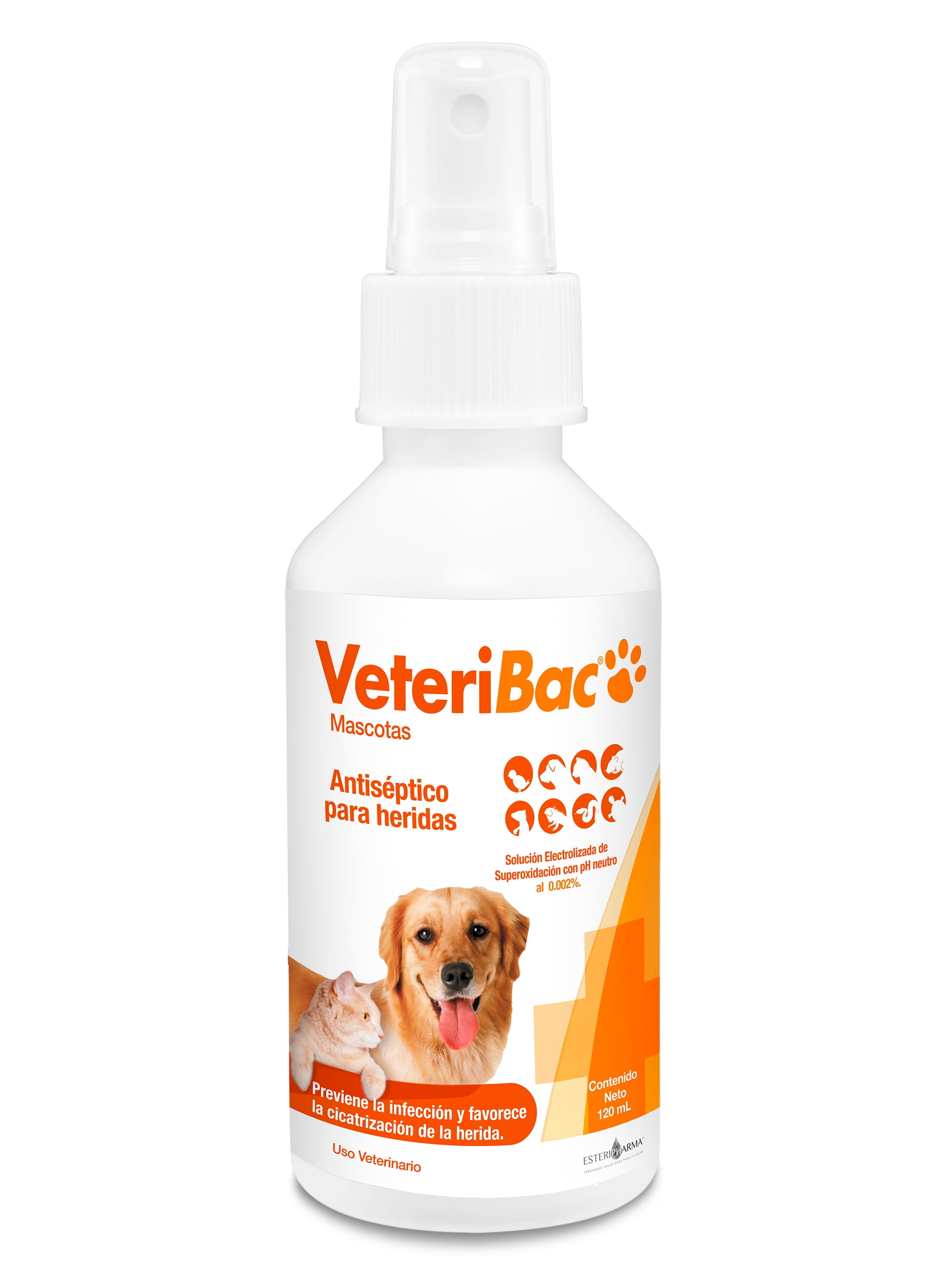 Solución Antiseptica VeteriBac Cicatrizante y Regenerador Spray 120 ml ...