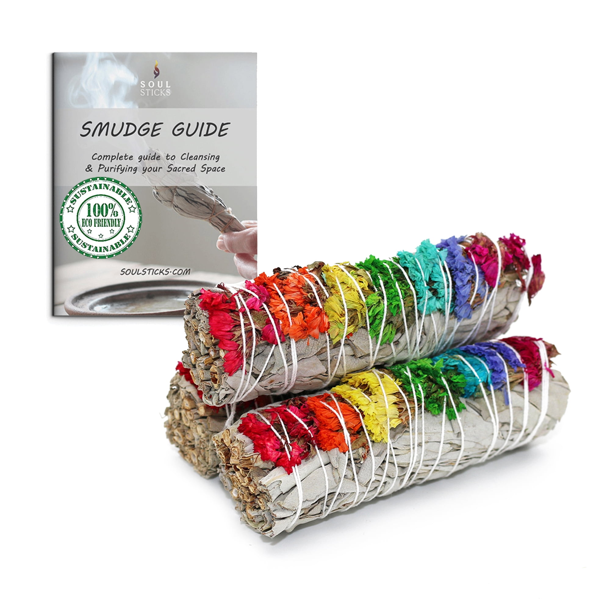 Soul Sticks 3 Pack Flowery Rhymes Floral White Sage Smudge Sticks with ...