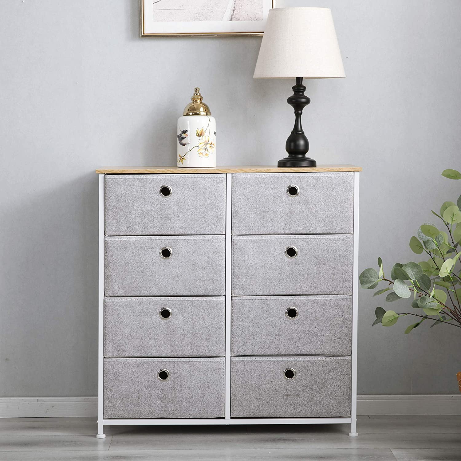 Somdot Dresser with 8 Easy Pull Drawers 4-Tier Wide Fabric Dresser ...