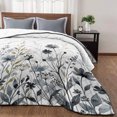 Black Watercolor Floral Quilted Comforters Cooling Blanket Queen Size ...