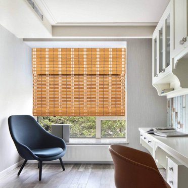 Lewis Hyman Cord Free 1/4 Inch Oval PVC Shade, Woodgrain, 36 Inches x ...