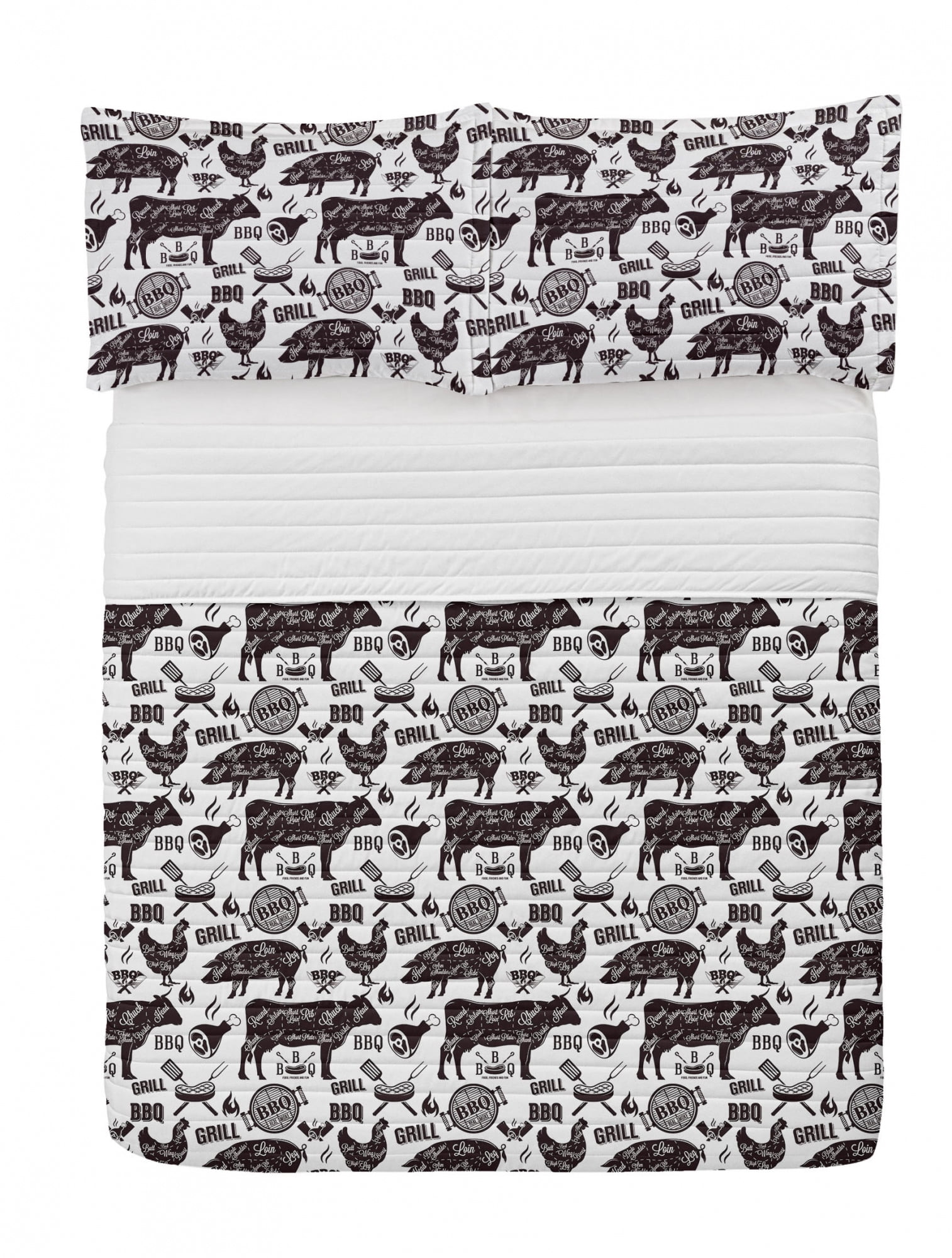 BBQ Microfiber Bedspread Set, Food Friends and Fun Real Smoke Grill ...