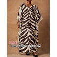 Brown Zebra Print V-Neck Batwing Sleeve Maxi Dress For Women, Plus Size ...