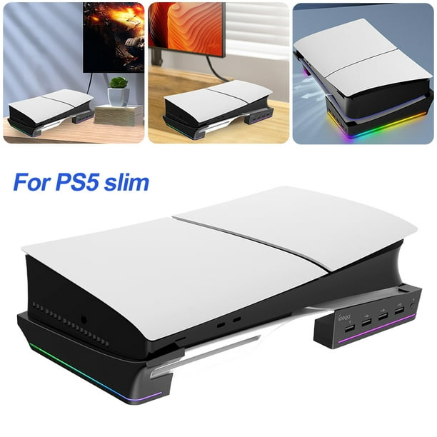 Soporte Base Horizontal Con 4 Hubs USB 2.0 Consola para PS5 Slim | Bodega Aurrera en línea