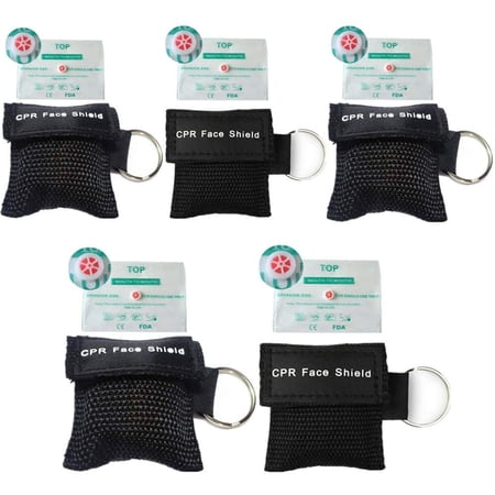 CPR Face Shiel s, 5 Pcs CPR Resuscitation Face Mask Keychain Ring Pouch ...