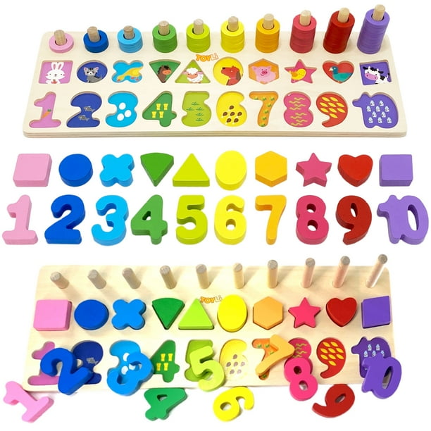 TOYLI Montessori Wooden Number Puzzle Mathematics & Counting Board 4 In ...