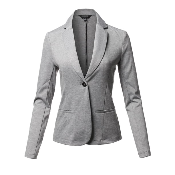 FashionOutfit Women's Solid Formal Single Button Up Long Sleeve Blazer ...