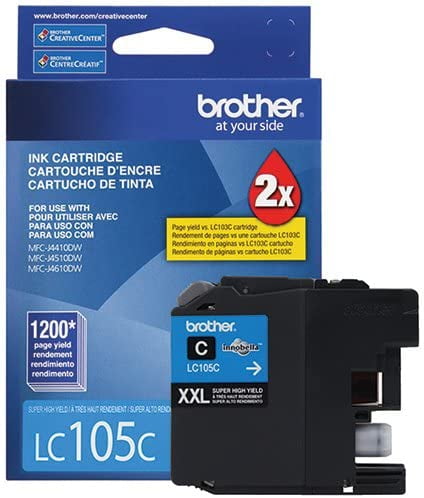 Brother Printer LC105C Super High Yield Cartridge Ink, Cyan | Walmart ...
