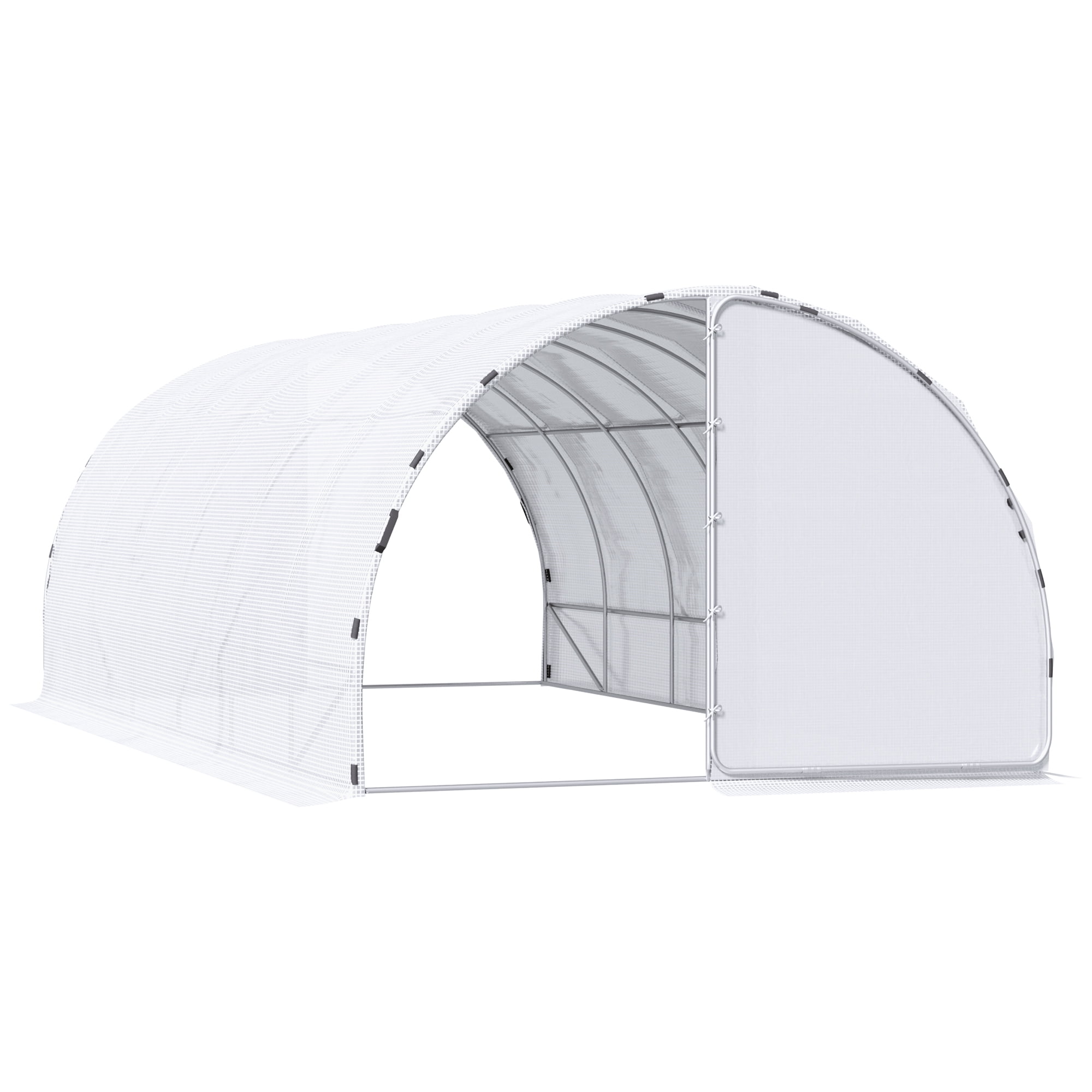 Outsunny 20' x 10' x 7' Walk-in Tunnel Greenhouse with Zipper Doors ...