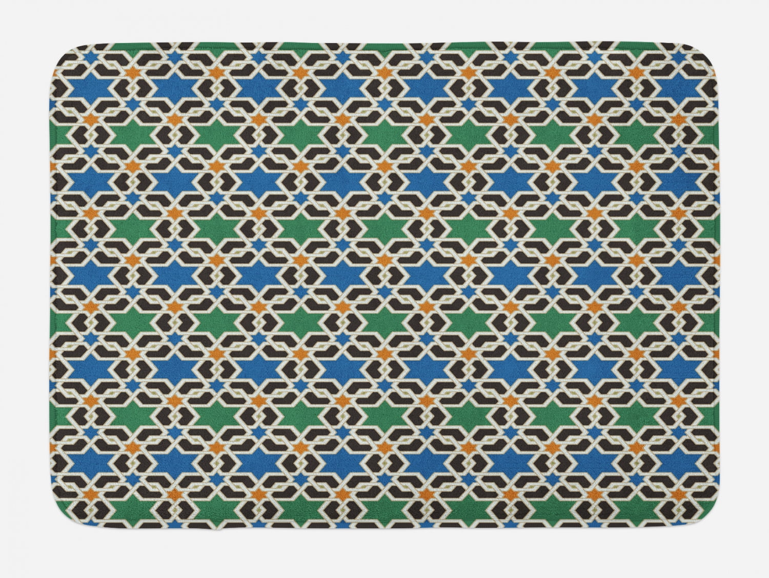 Moroccan Bath Mat, Geometric Hexagonal Pattern Stars Asian Style ...