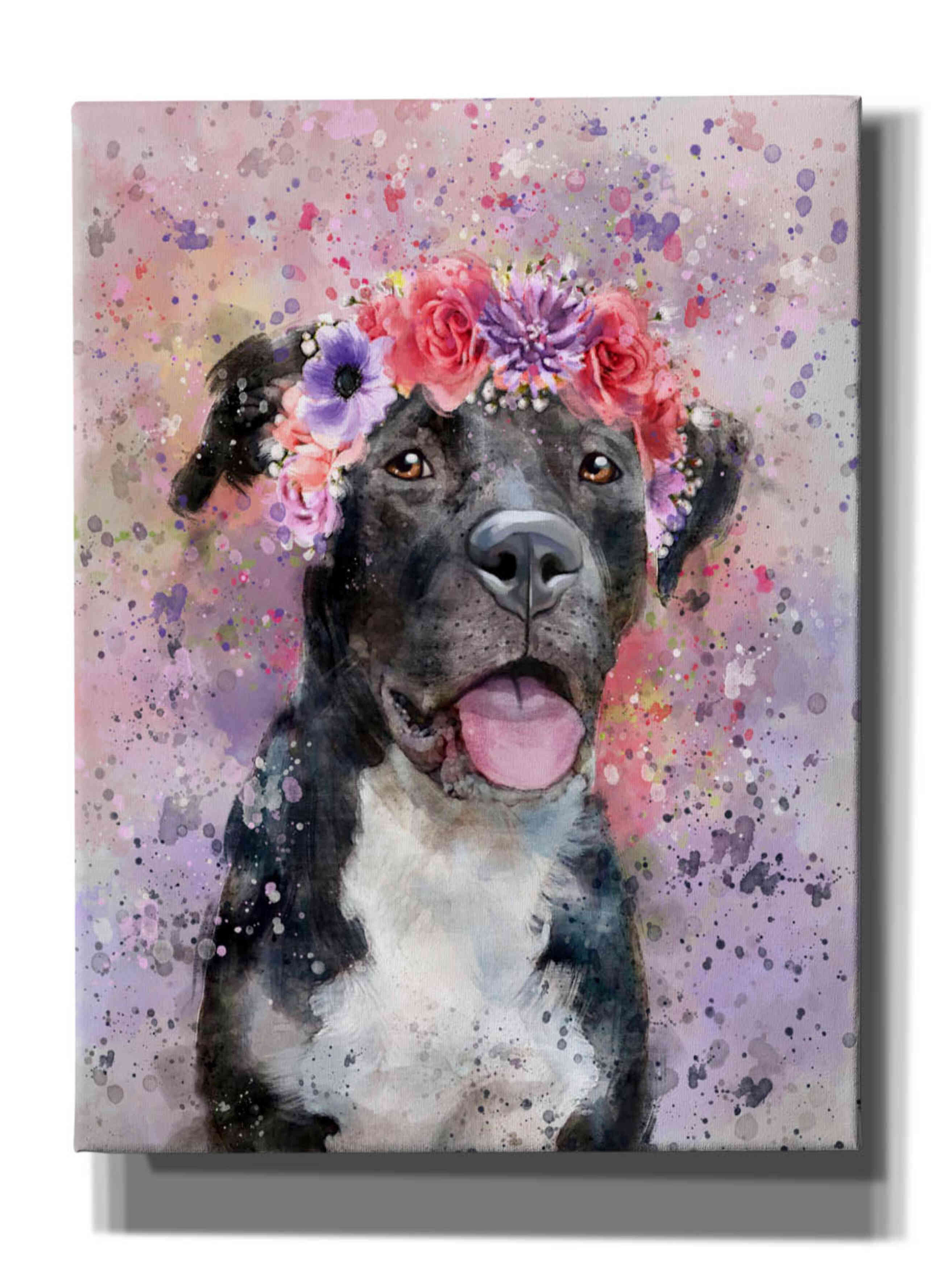 Epic Graffiti 'Flower Crown Pit Bull 4' by Furbaby Affiliates, Canvas ...