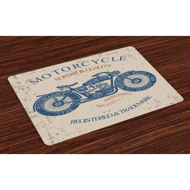Ambesonne Vintage Place Mats Set of 4, Retro Chopper Rider, Standard ...
