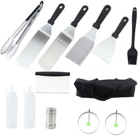 pitrice 17pcs Griddle Tool Kit Heavy Duty Stainless Steel Griddle ...