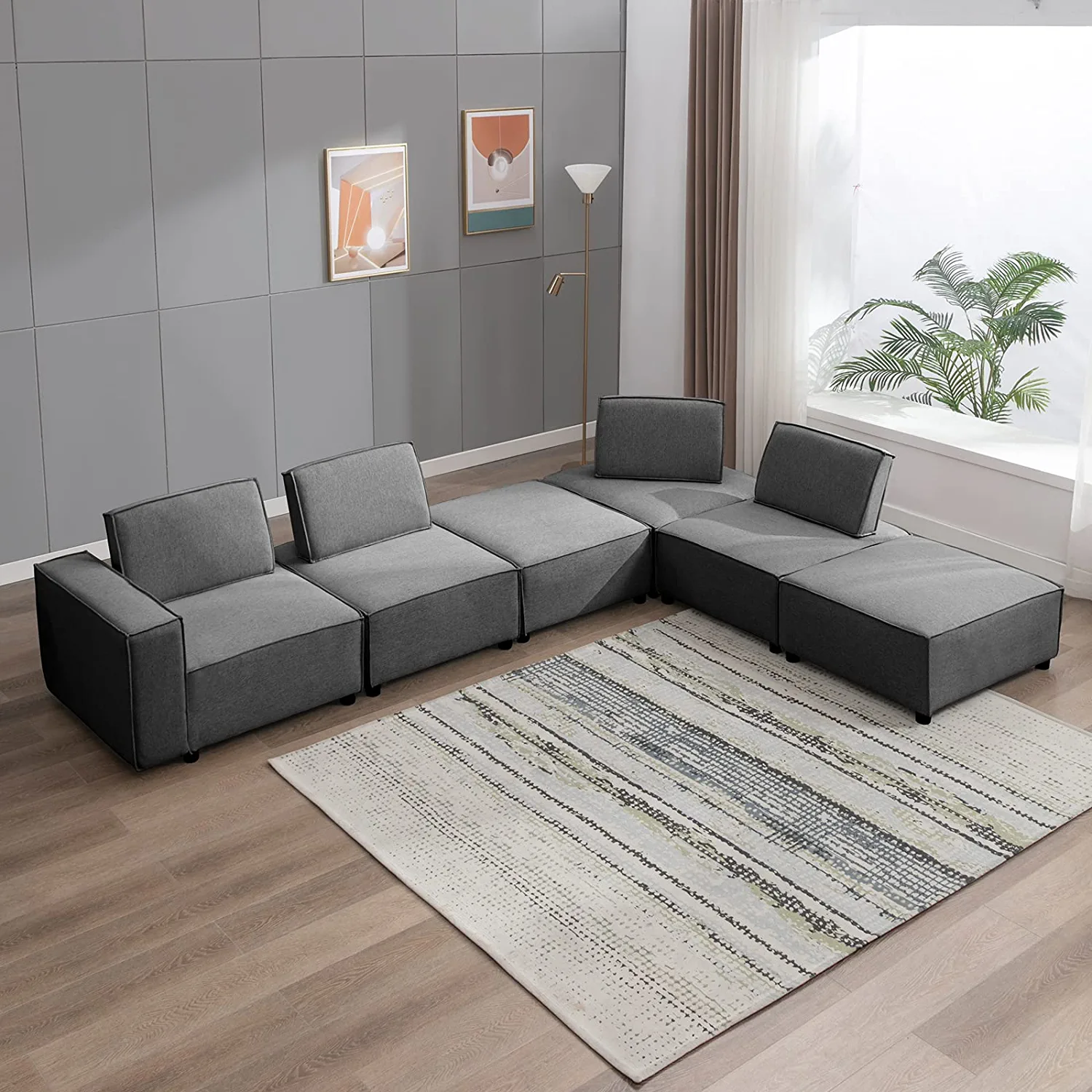 Mjkone Super Comfy Durable Convertible Sectional Sofa Couch, U/L Shaped ...