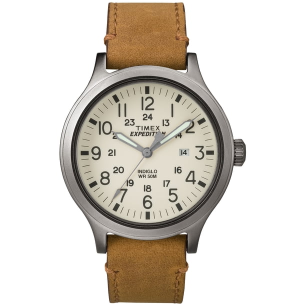 Timex - Timex Men's Expedition Scout 43 Tan/Natural Leather Strap Watch ...