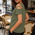 Ashirexll Tops for Women Trendy Strap Off Shoulder Short Sleeve Round ...