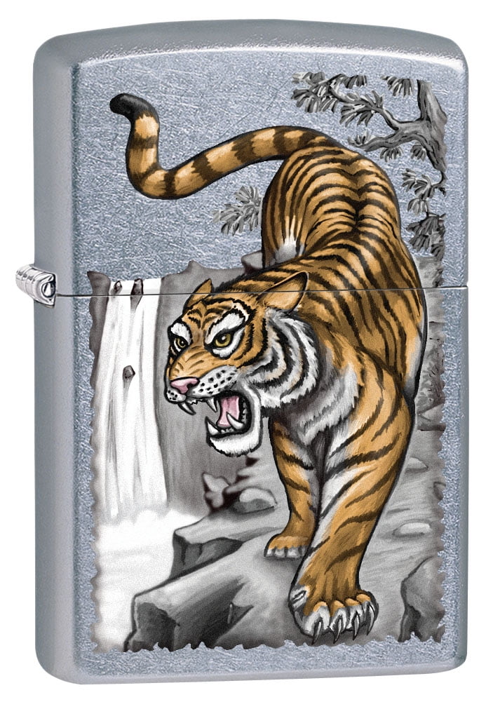 Zippo Lighter: Tiger on Ledge - Street Chrome 80705 - Walmart.com