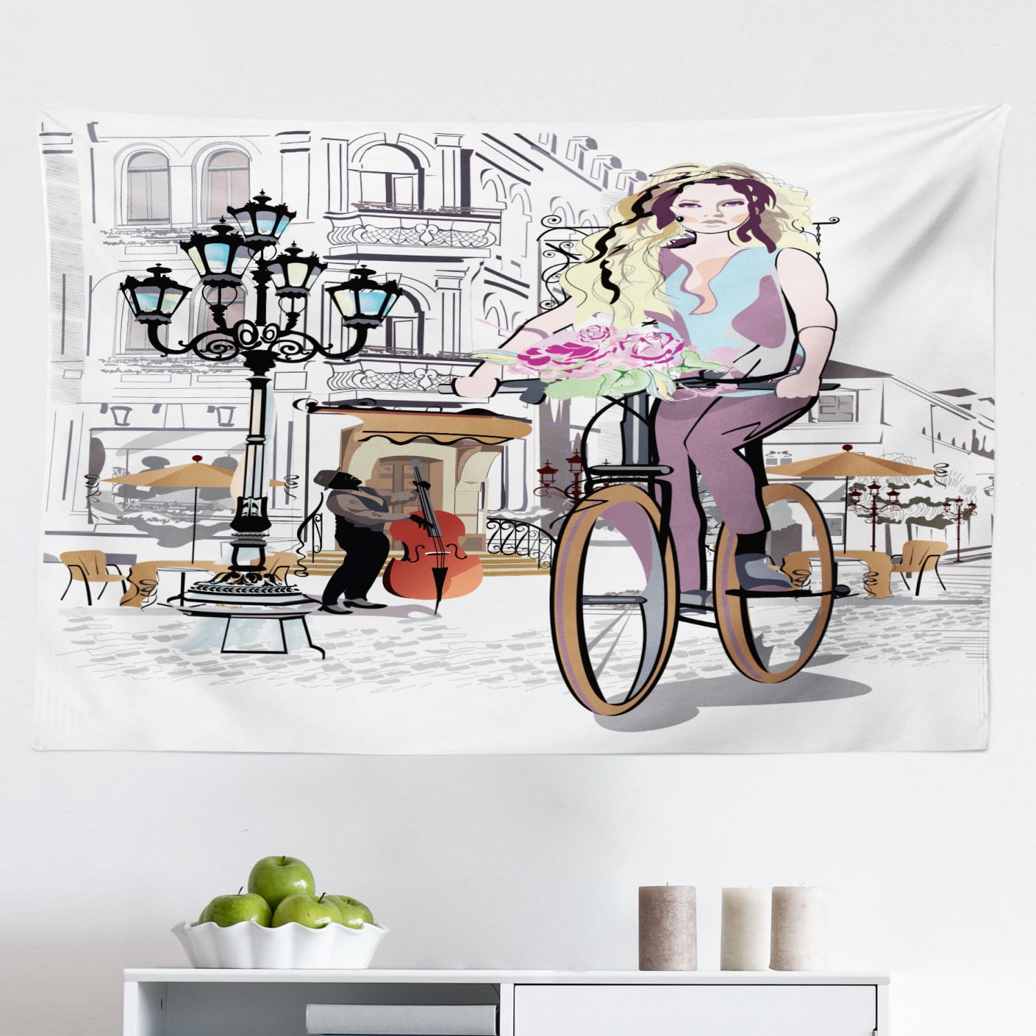 Floral Tapestry, Girl Flowers and Leaves Abstract Art Spring Season ...