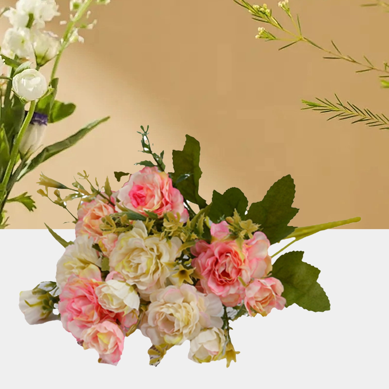 Washranp Artificial Flower with Stems and Leaf,Silk Multiple Forks ...