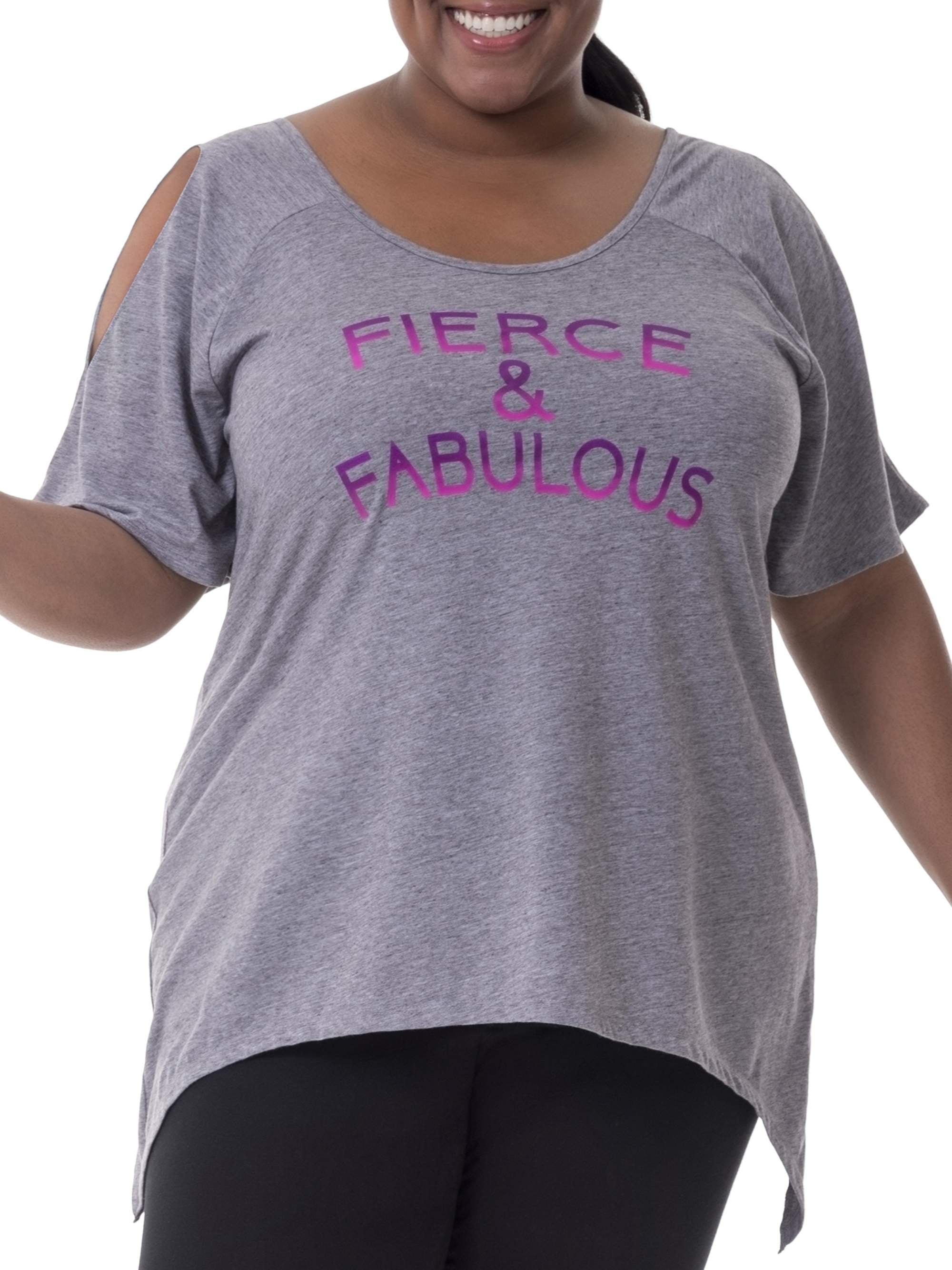Women's Plus-Size Graphic Cold Shoulder Tee - Walmart.com