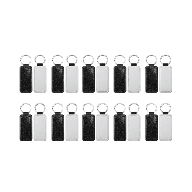 Qtmnekly 20Pack Sublimation Blanks Keychain Glitter PU Leather Keychain ...