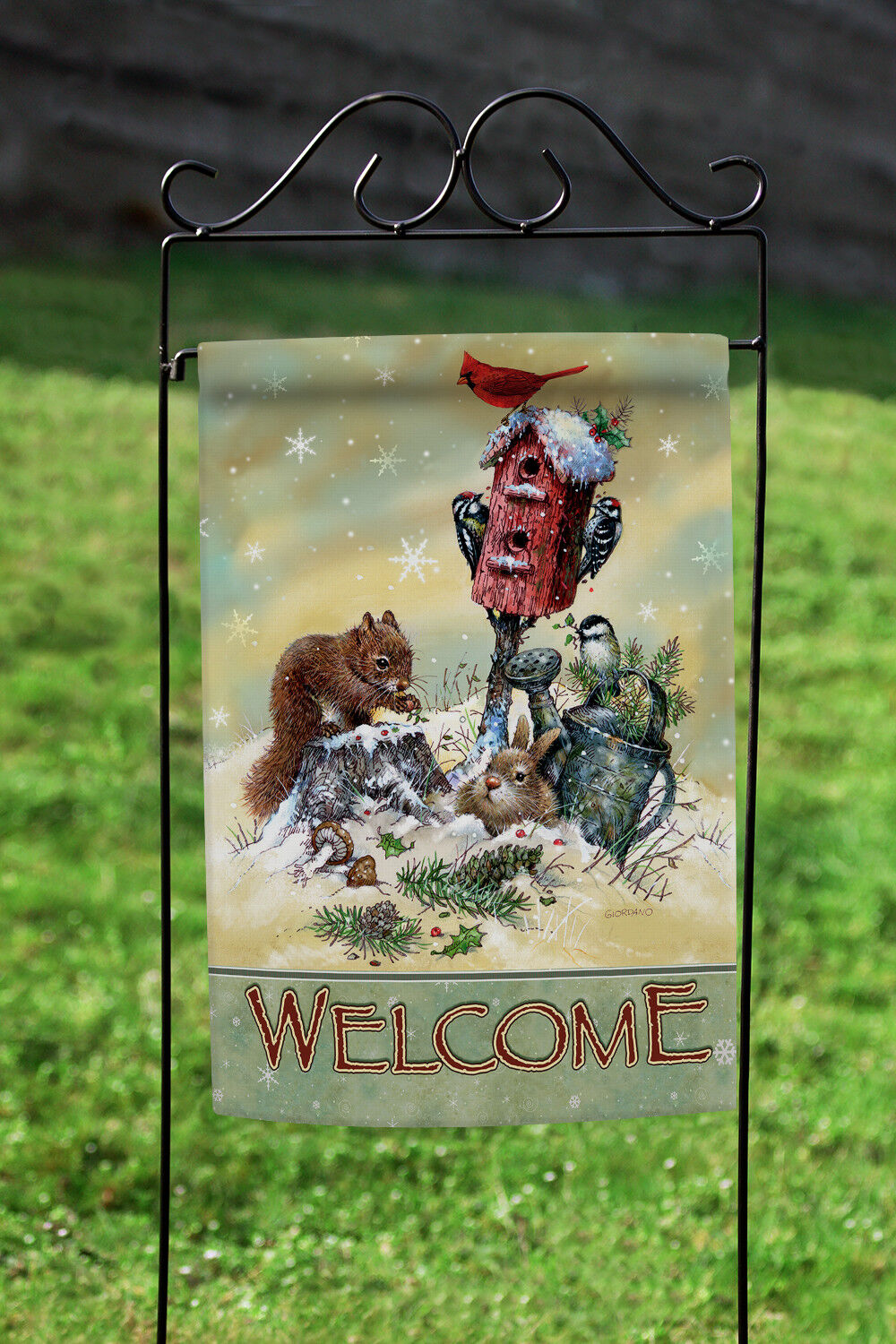 Welcome Winter Critters 12x18 Woodland Animal Bird Bunny Garden Flag ...