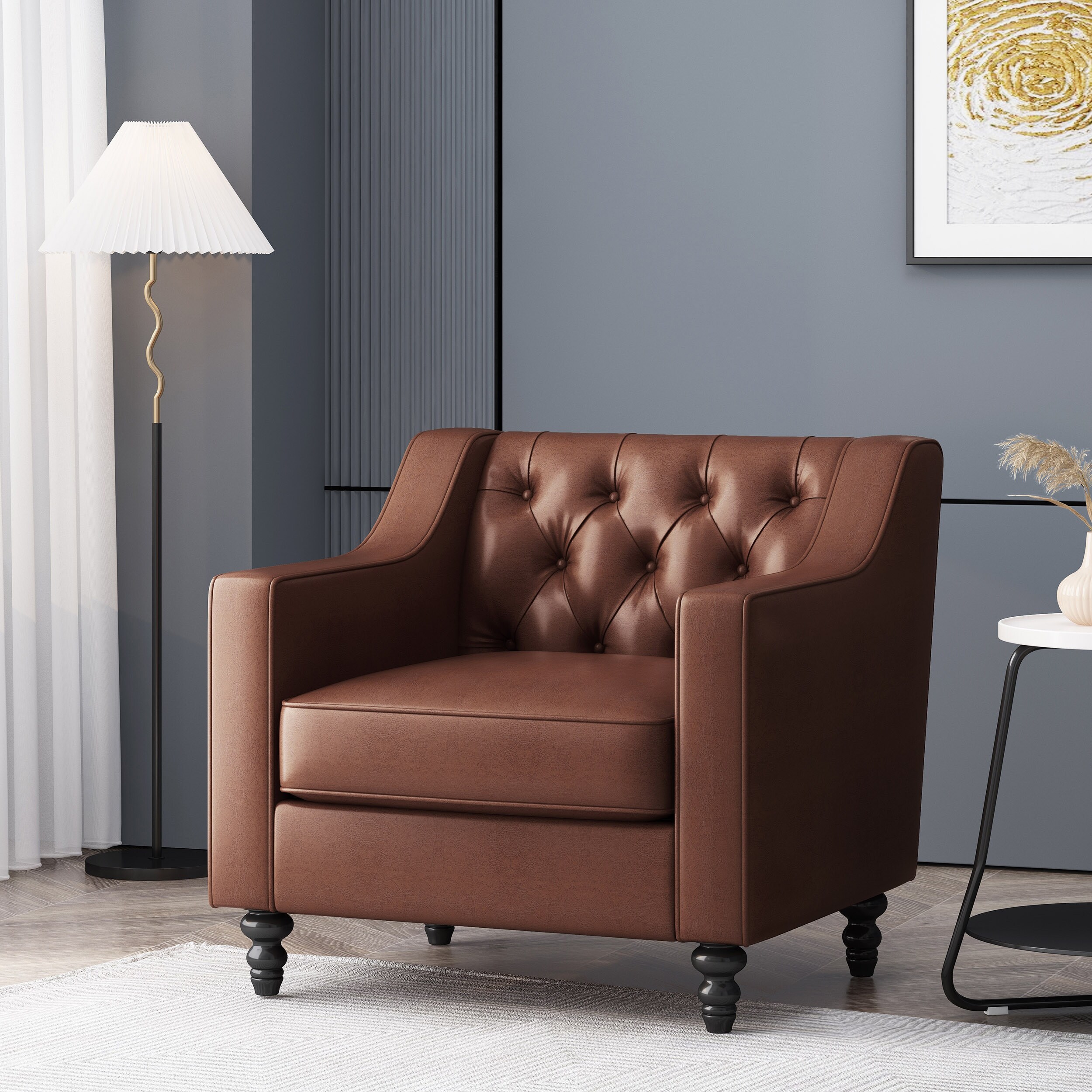 Christopher Knight Home Furman Tufted Club Chair by Dark Brown ...