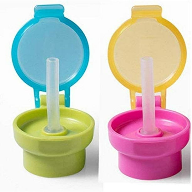 Spill Proof Water Bottle Straw Cap - Portable Juice Soda Water Bottle ...