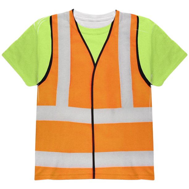 Halloween Road Worker Construction Vest Costume All Over Youth T Shirt ...
