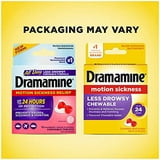 Dramamine Chewable Less Drowsy, Motion Sickness Relief, Raspberry Cream Flavor, 12 Count ...