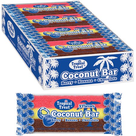 Tropical Treat Coconut Slice Candy Bars (24 Strawberry, Banana and ...