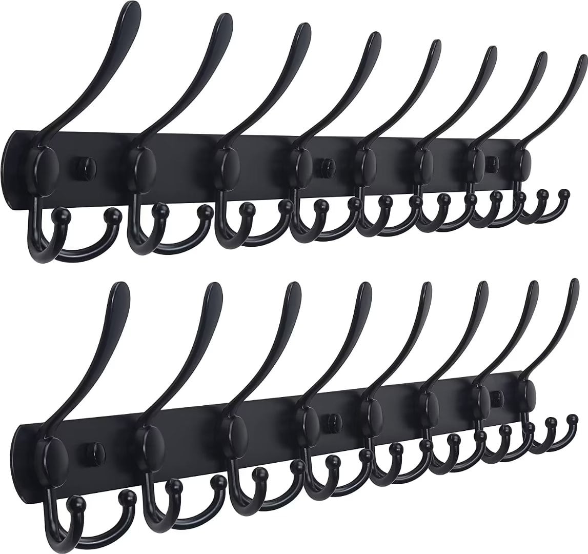 Dseap Coat Rack Wall Mounted - 8 Tri Hooks,Stainless Steel,Heavy Duty ...