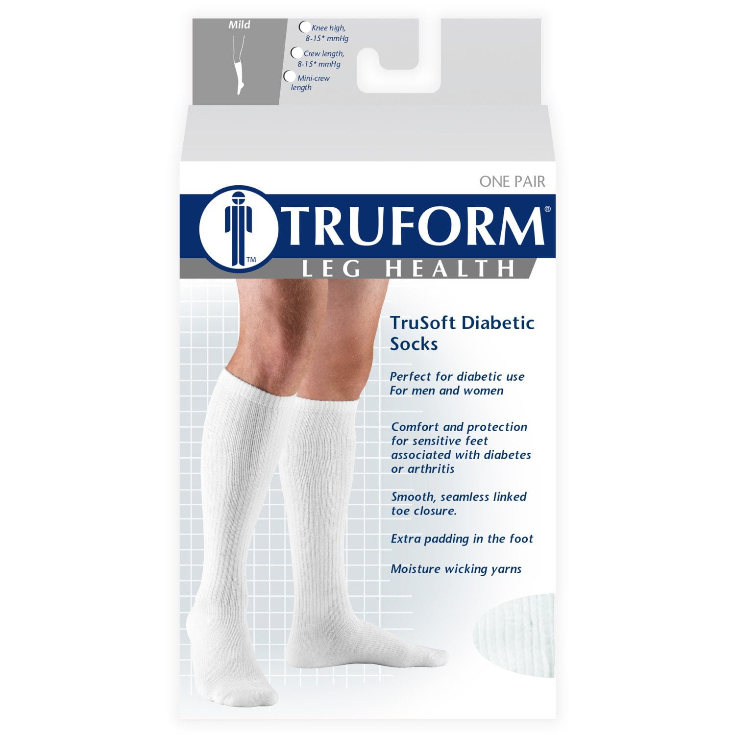 Truform 8-15 mmHg Knee High Compression Socks, White, X-Large - Walmart.com