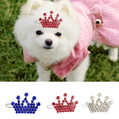 Visland Pet Dog Tiara Crown Hair Clips for Small Dogs Costume Crystal ...