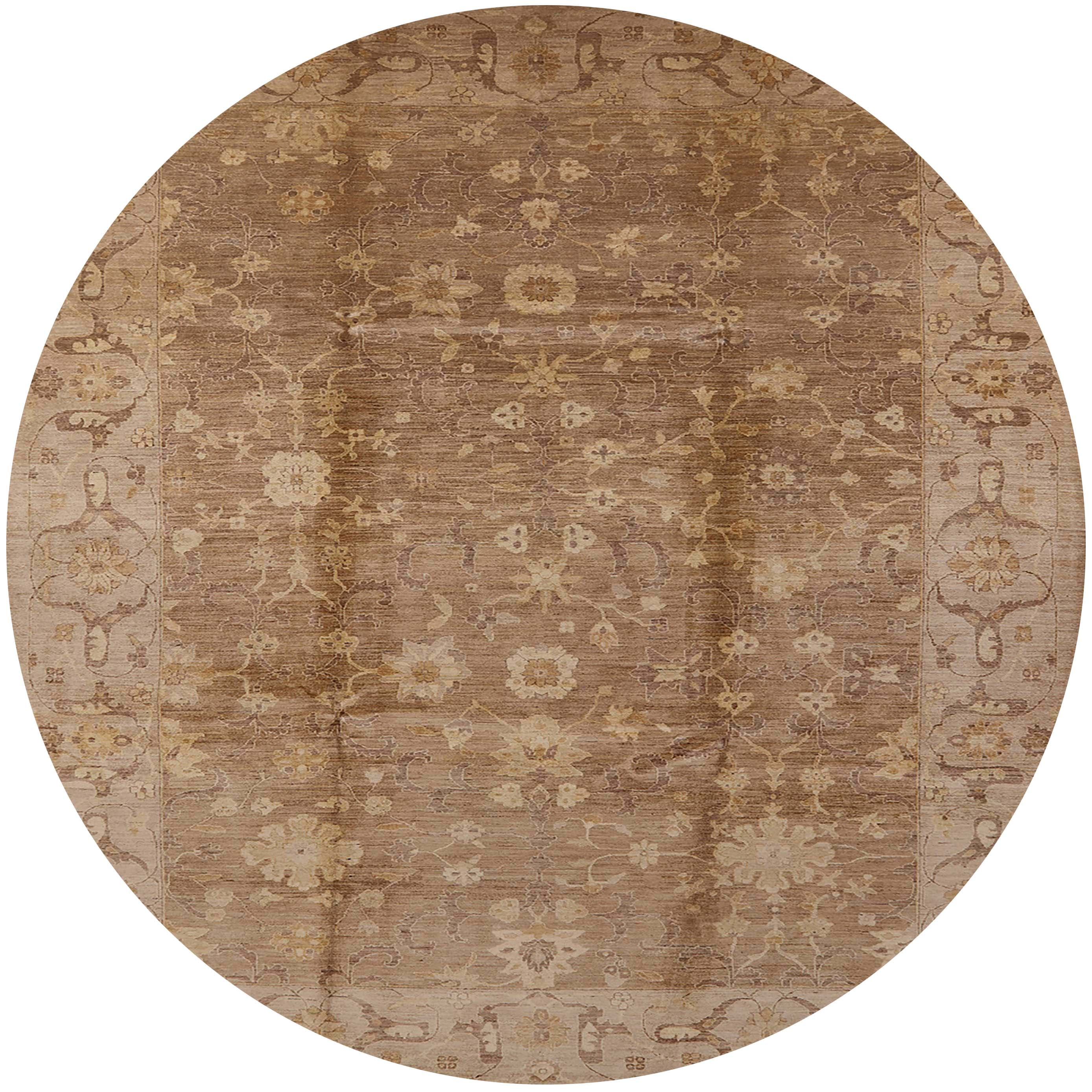 Ahgly Company Indoor Round Mid-Century Modern Light Brown Oriental Area ...