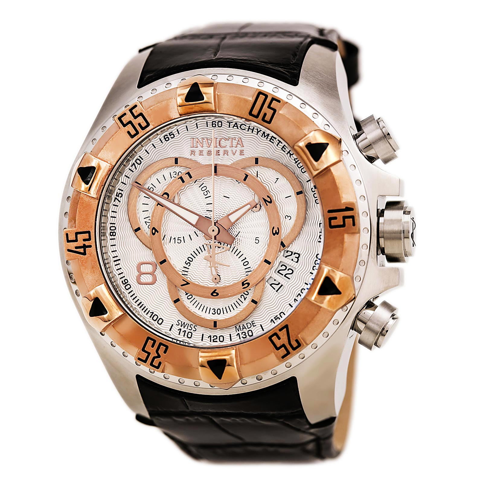 Invicta Men's 11010 Reserve Excursion Rose Gold Tone Bezel Silver ...