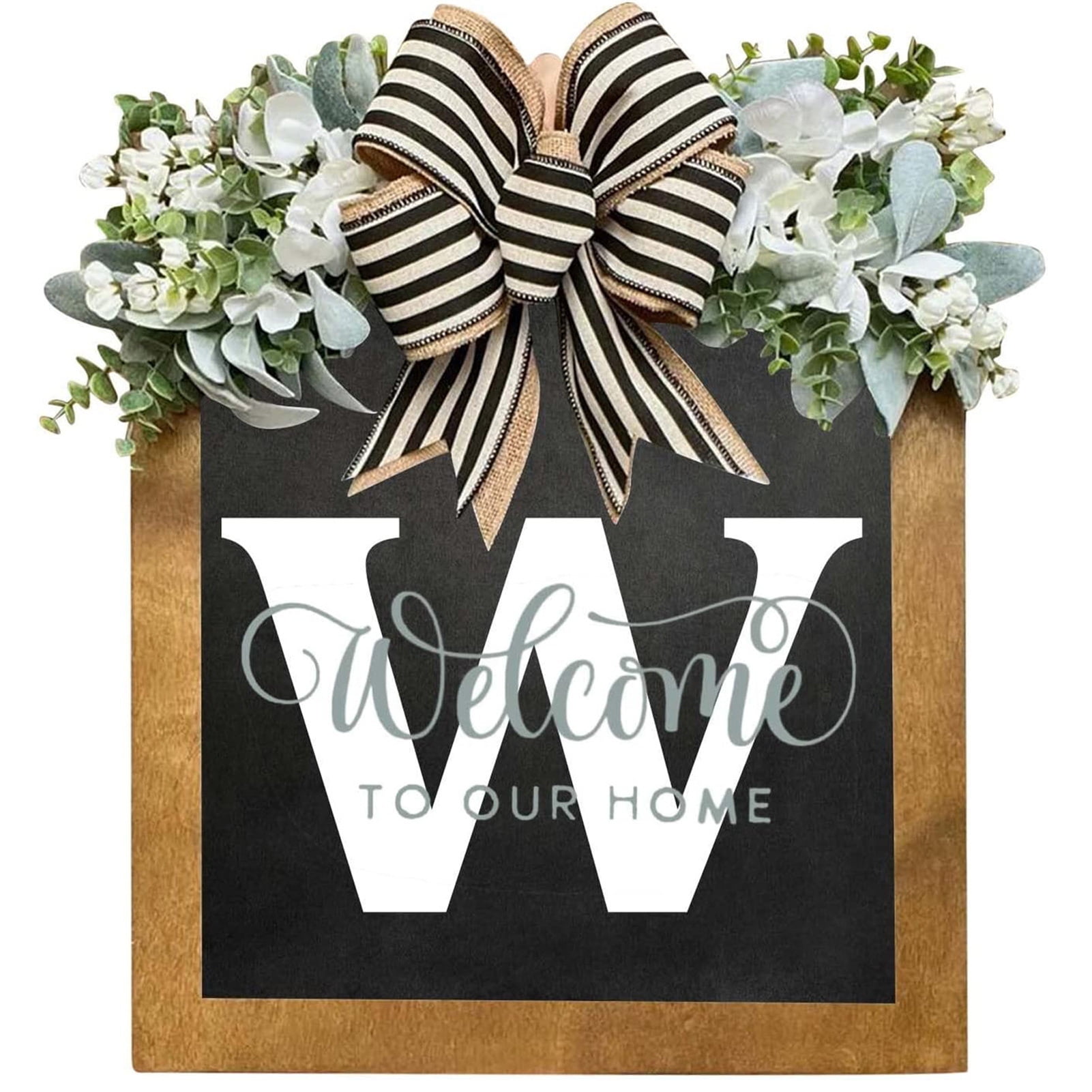 UDIYO Last Name Front Door Wreath, Welcome Sign Door Sign for Spring ...