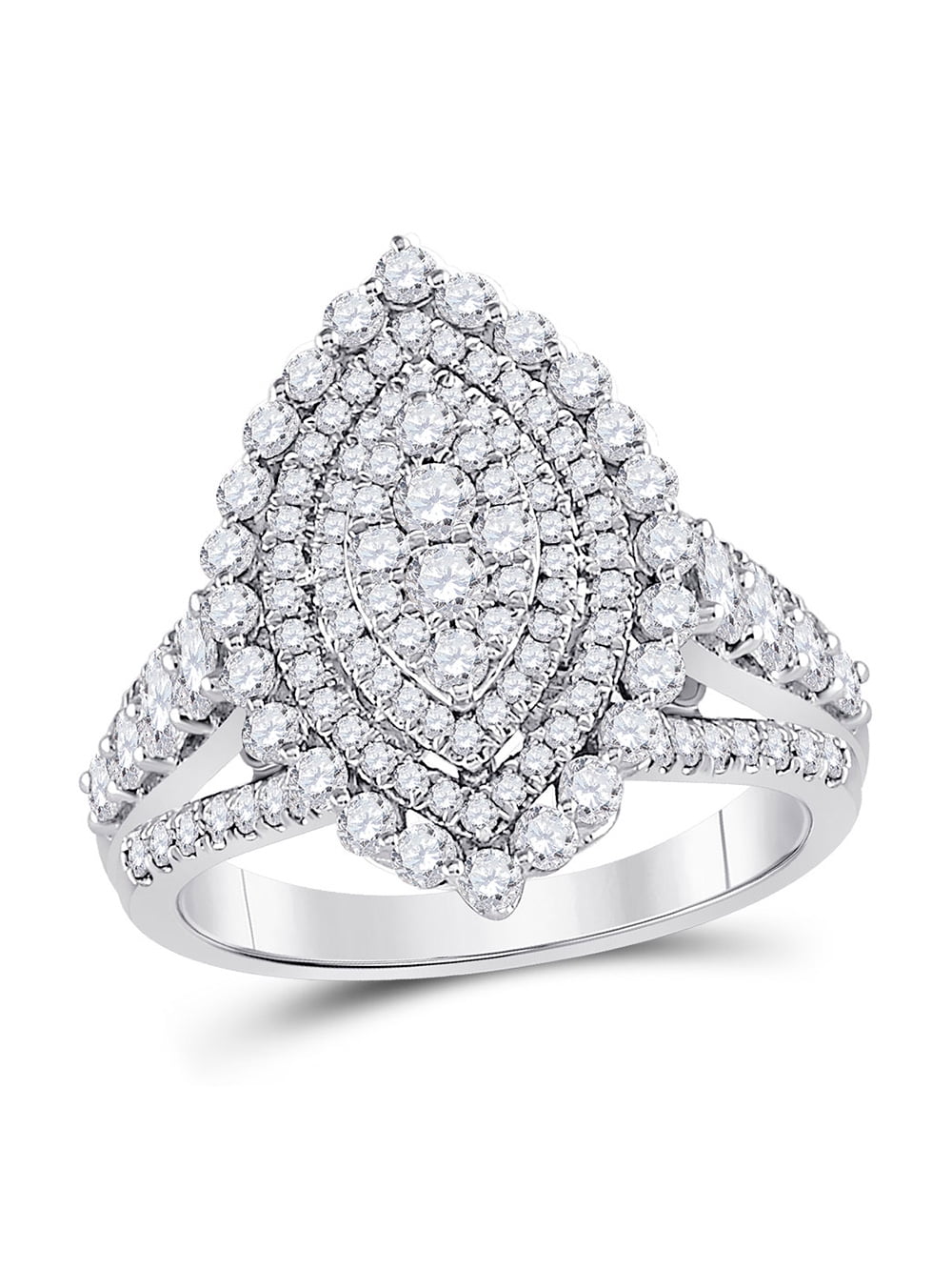 14kt White Gold Round Diamond Cluster Bridal Wedding Engagement Ring 1