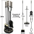 Amagabeli 30in Fireplace Tools Set, 5-Piece Wrought Iron, Brass Handle ...