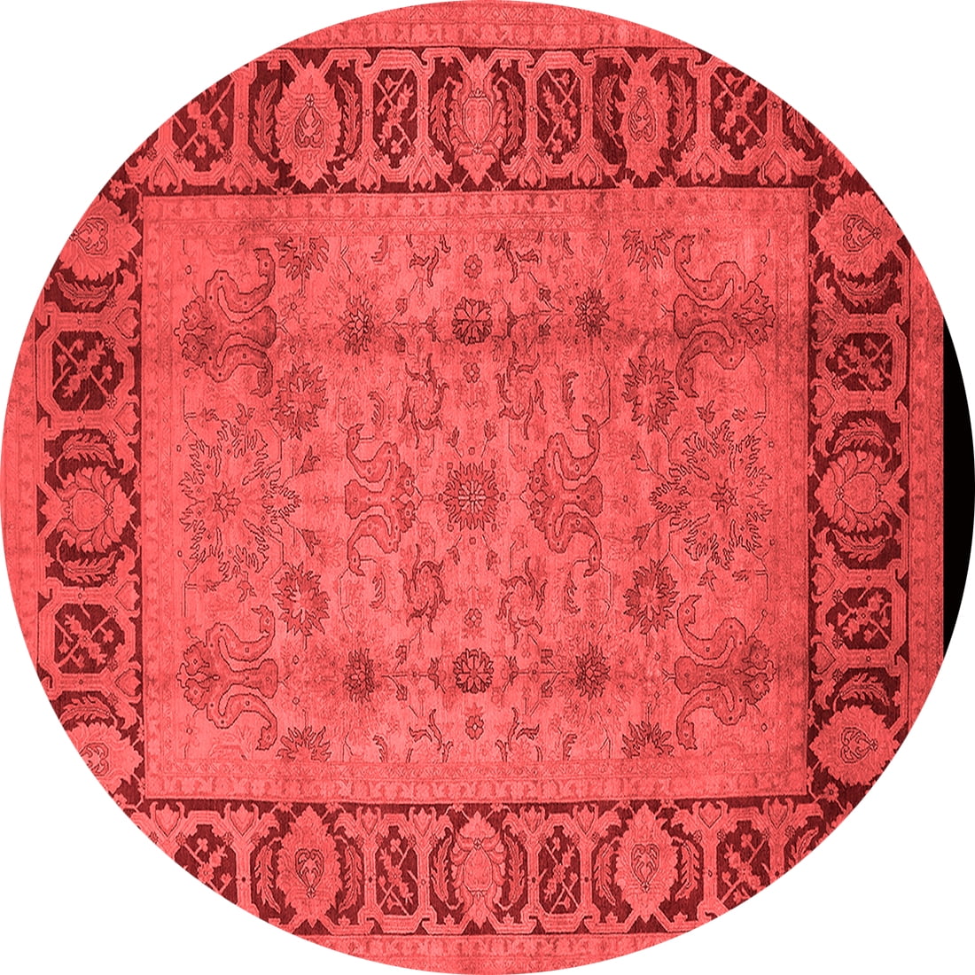 Ahgly Company Indoor Round Oriental Red Traditional Area Rugs, 8' Round ...
