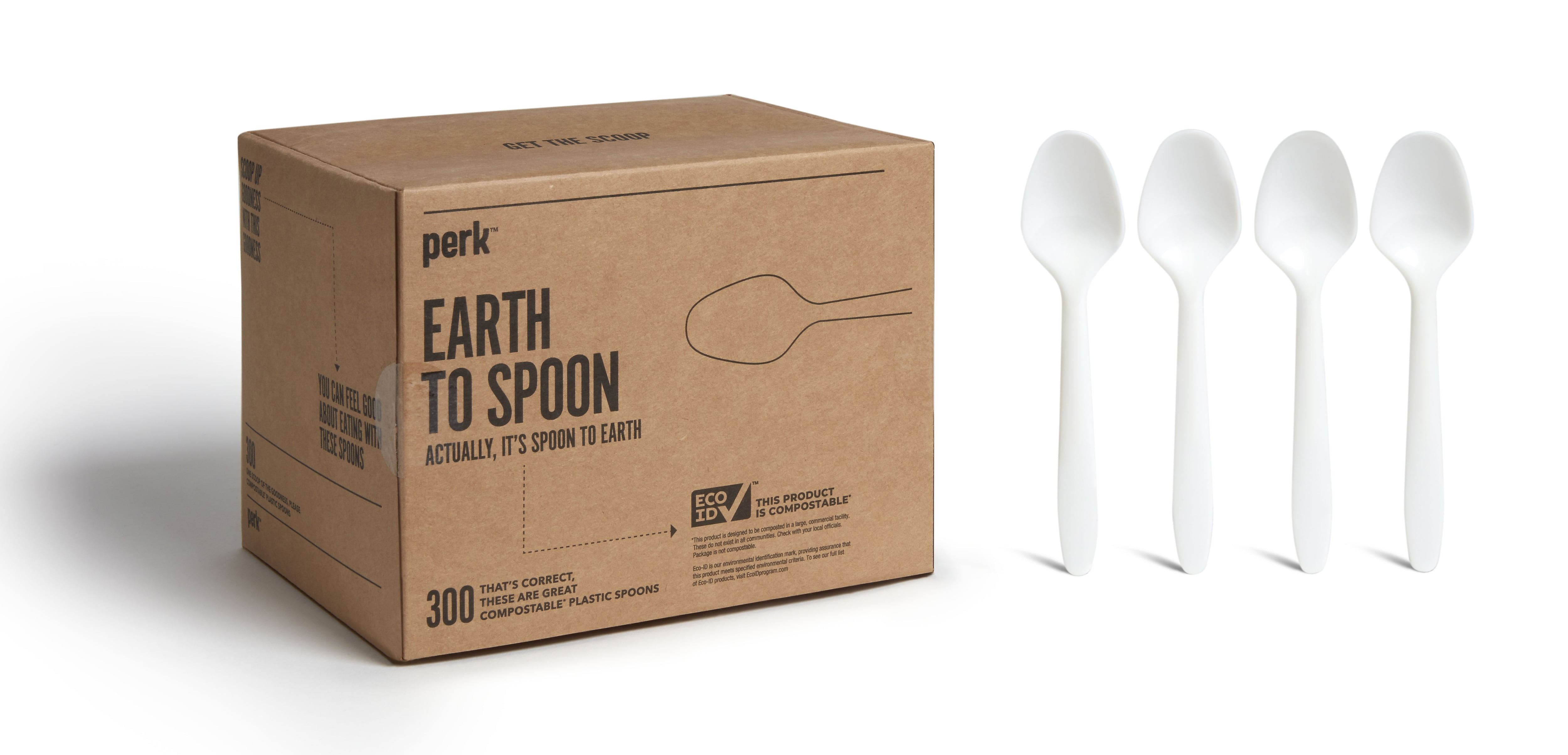 Perk Compostable Plastic Spoon, Medium-Weight, White PK56203 - Walmart ...