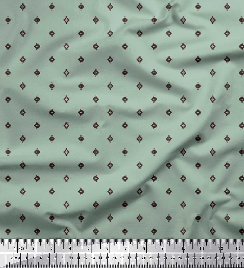 Soimoi Satin Silk Fabric Aztec Small Print Fabric by Yard 42 Inch Wide ...