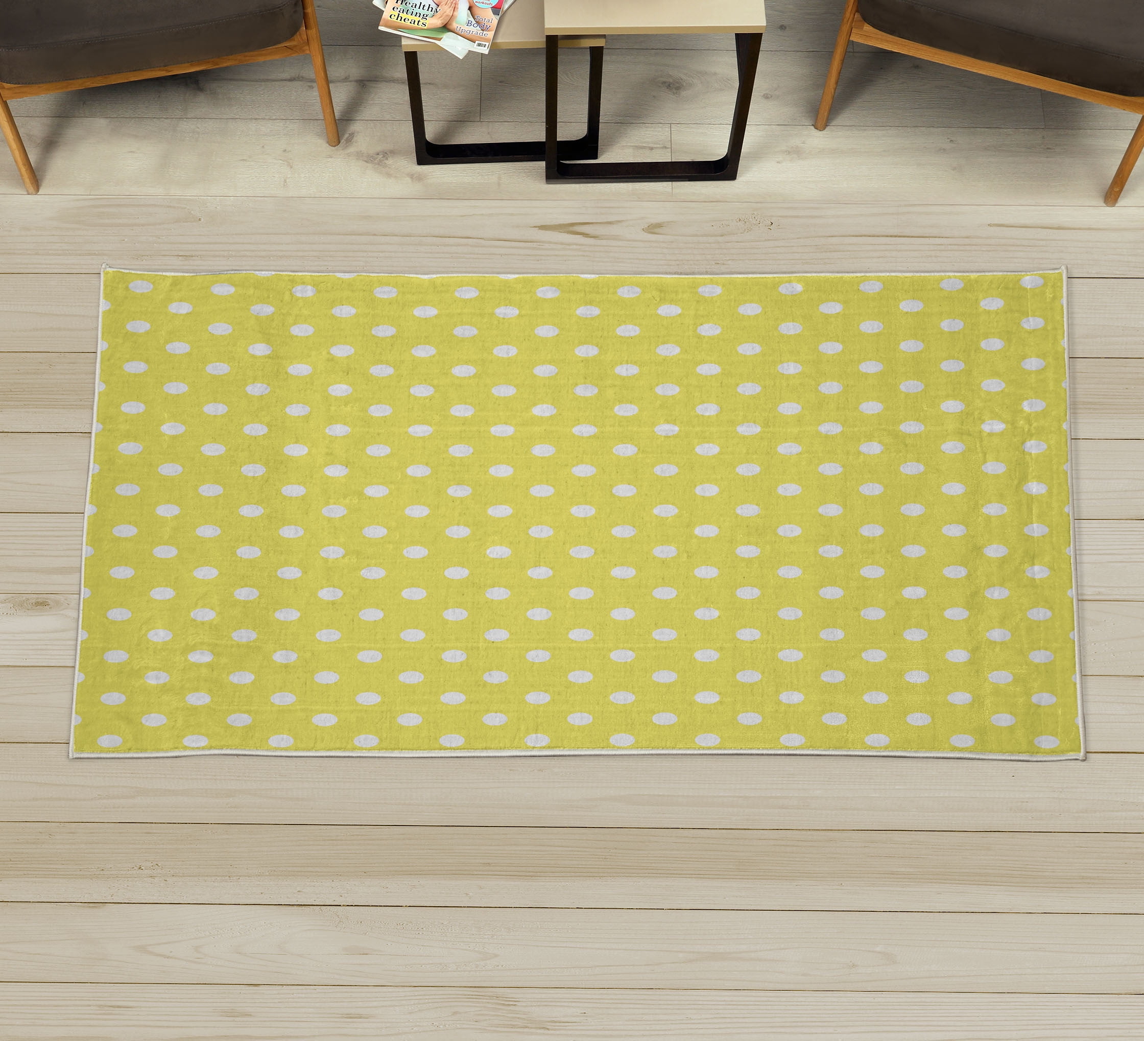 Polka Dot Decorative Rug, Classic Old Fashioned Repeated Circles Round ...