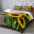 4 Piece Duvet Cover Set Full, Watercolor Sunflower Farm Vintage Wood ...