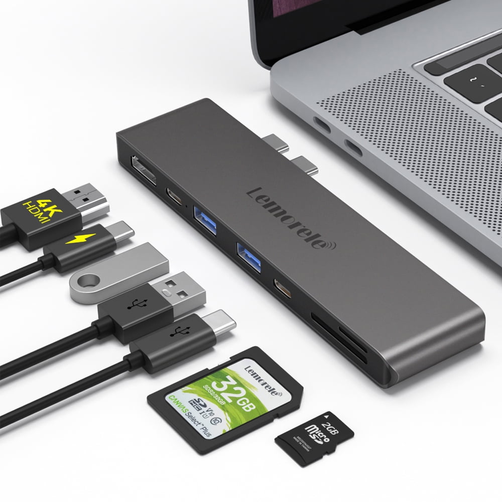 Lemorele 7-in-2 USB C Hub Docking Station with 2 HDMI Output USB A USB ...