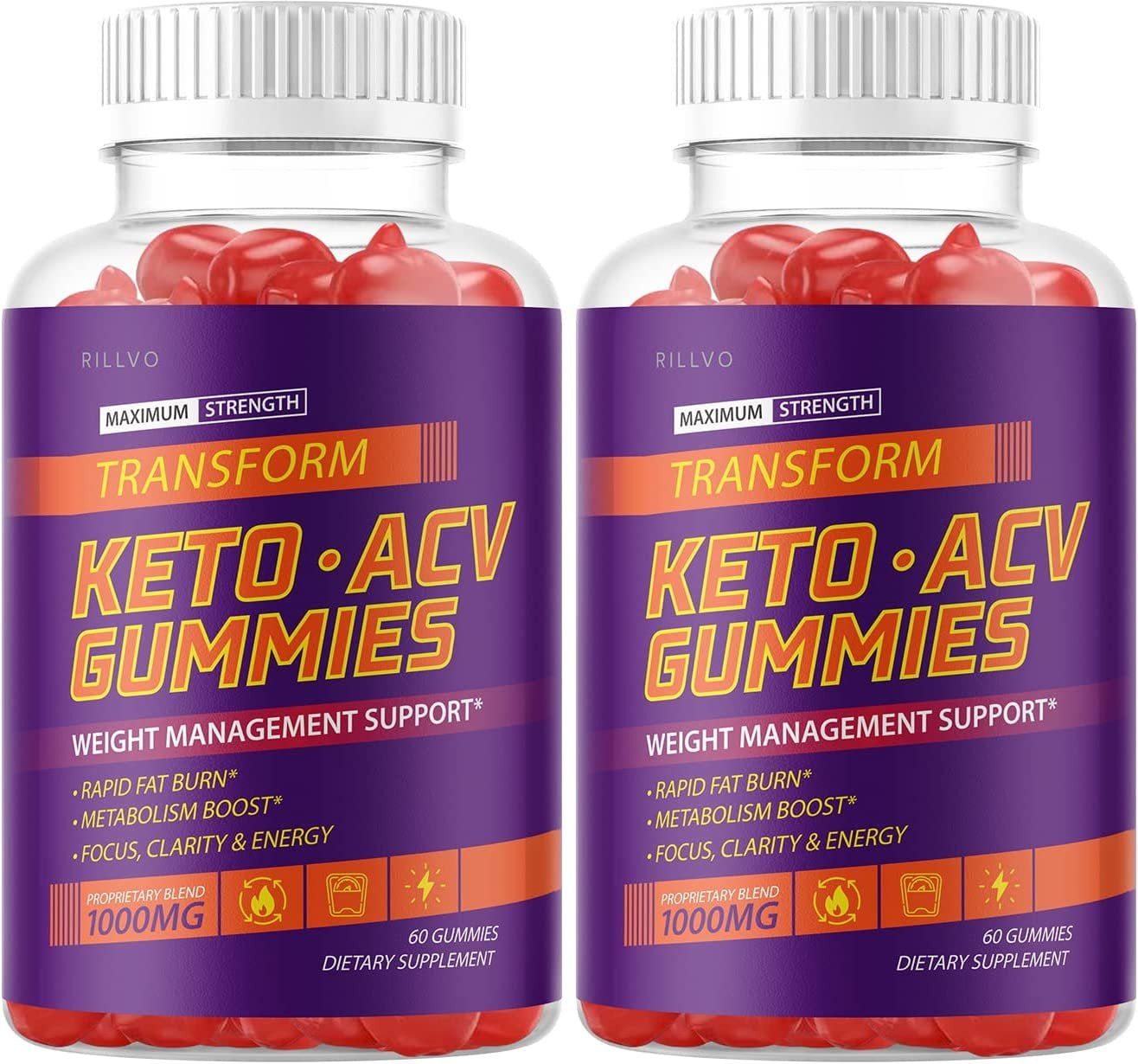 2 Pack Transform Keto ACV Gummies Advanced Formula 120 Gummies ...