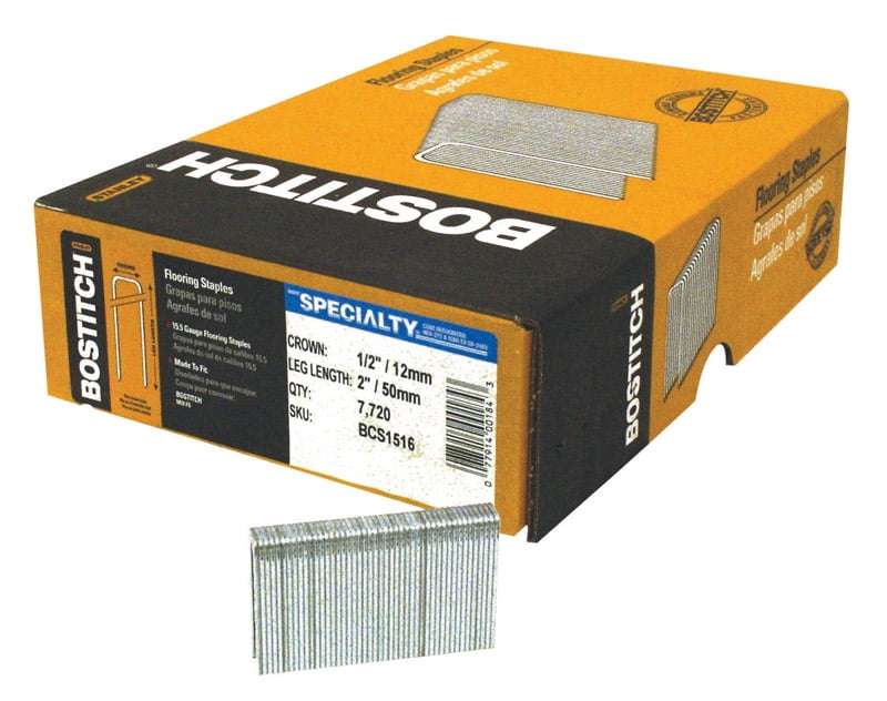 Bostitch 2 in. L x 1/2 in. W Steel Medium Crown Flooring Staples 15-1/2 ...