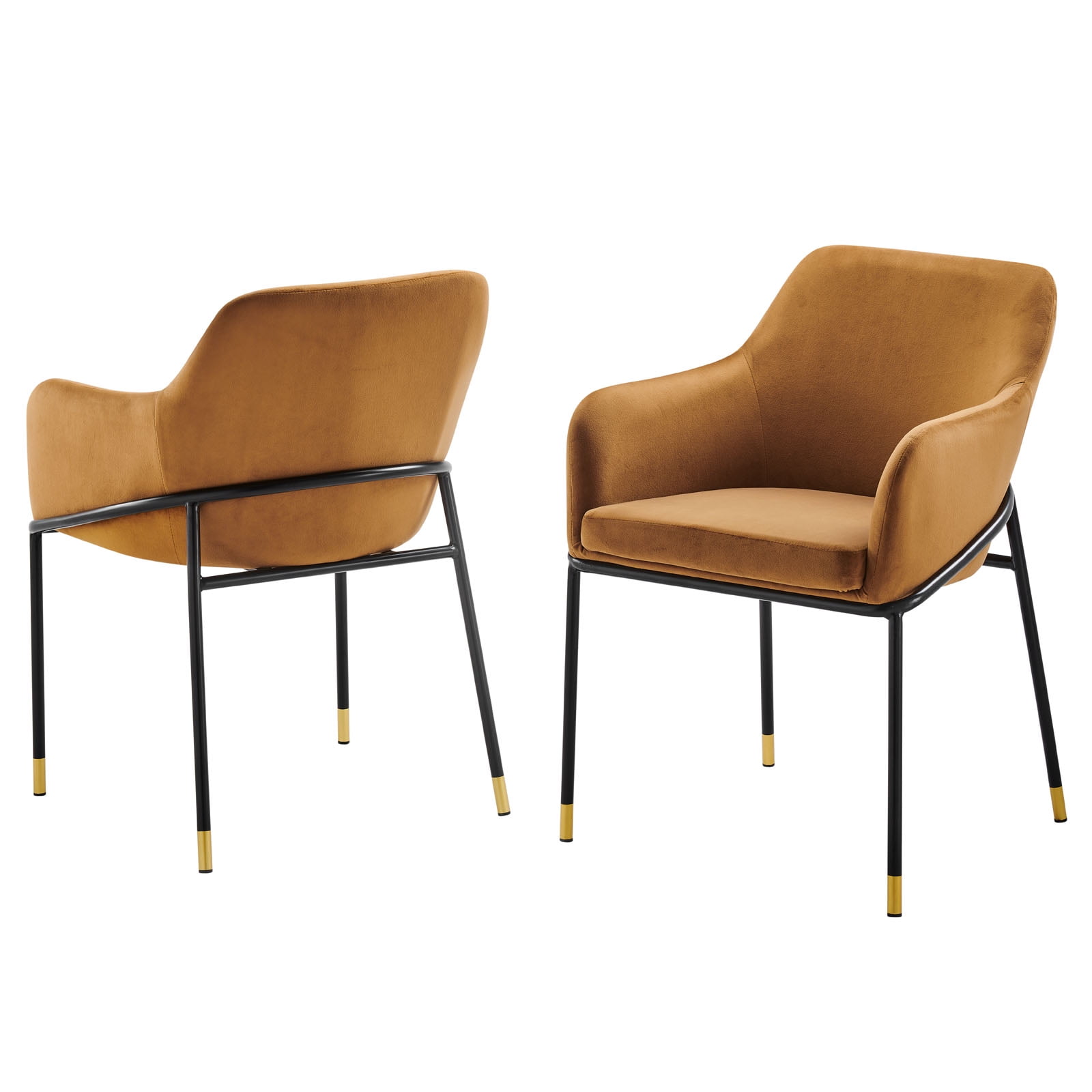 Side Dining Chair, Set of 2, Black Brown, Velvet, Modern Contemporary ...